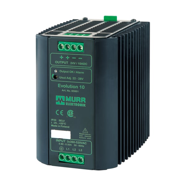 Murr Elektronik EVOLUTION POWER SUPPLY 3-PHASE, IN: 360-520VAC OUT: 22-28V/10ADC, continuous two ...